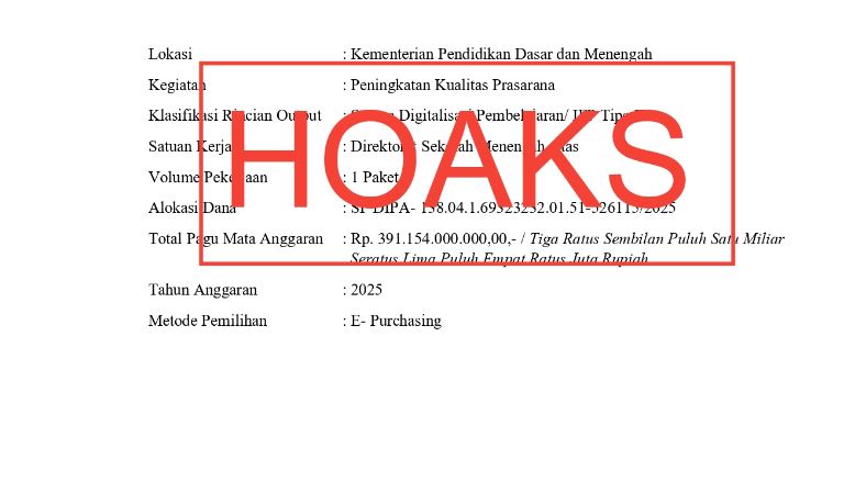 Hoaks Informasi/Dokumen Pengadaan Barang/Jasa